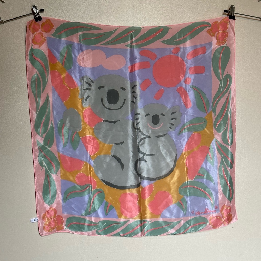 Koala Silk Scarf Ken Done 1986 Made In Japan - Gem